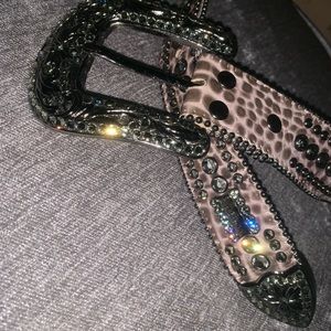 B.B. Simon | Accessories | Bb Simon Dark Gray Rhinestoned Belt | Poshmark